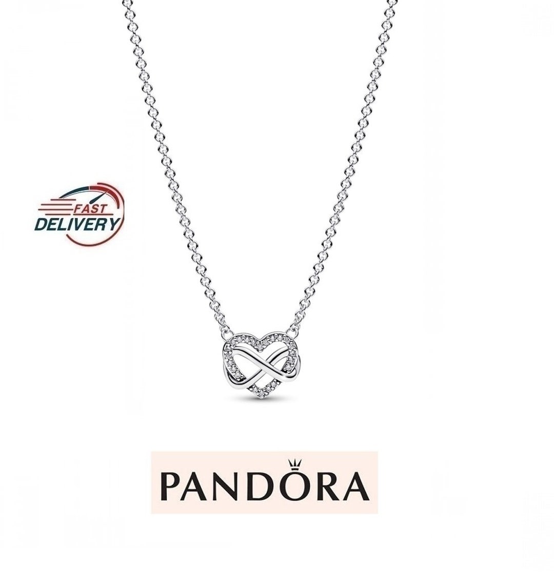 Pandora Infinity Heart Collier Necklace Asymmetrical Symbol of Endless ...