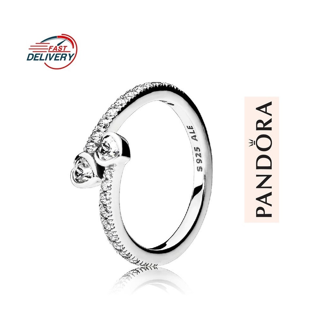 Two Sparkling Hearts Ring, Pandora Sterling Silver Ring, Women Ring ...