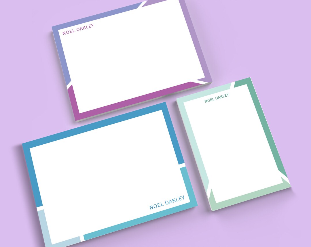 60 Cards Modern Hue Border Flat Notecard Collection Personalized ...