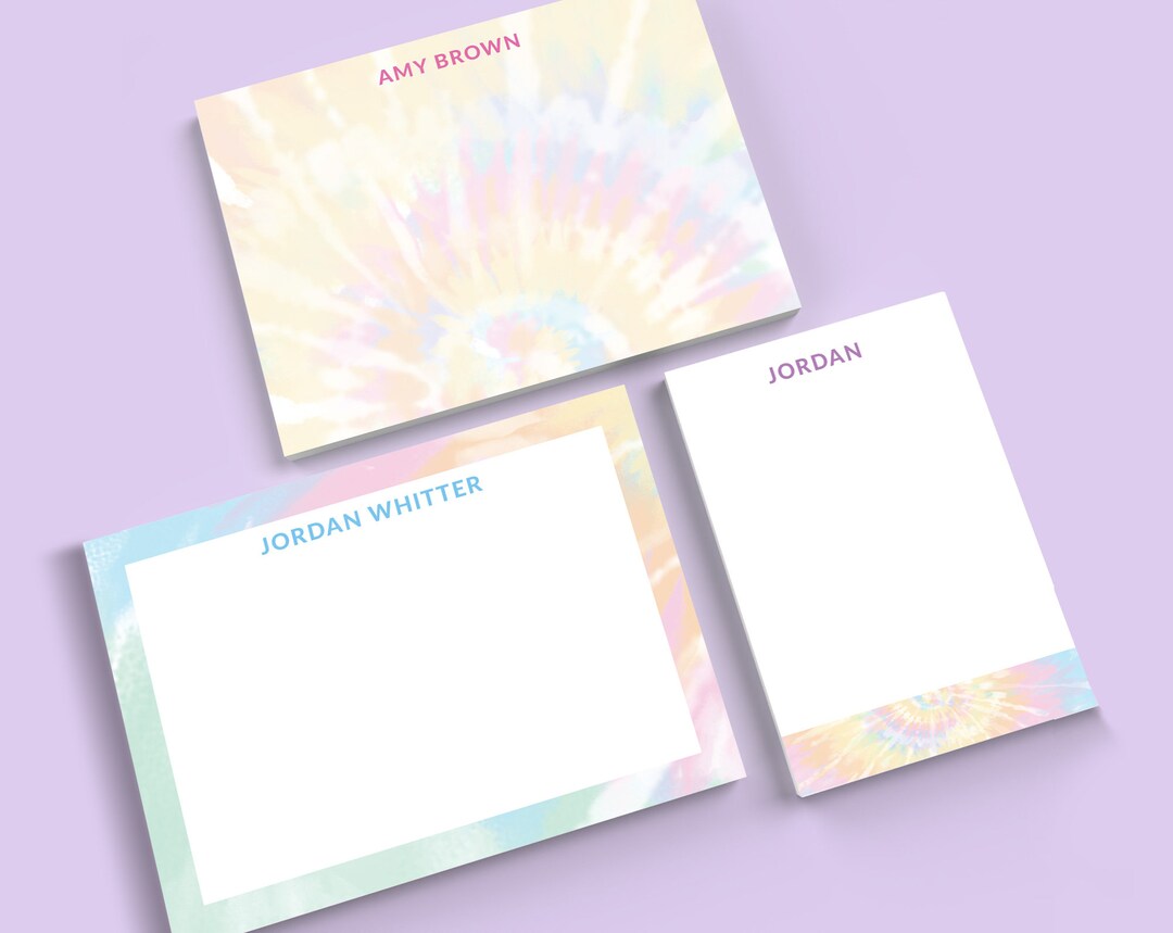 60 Cards Pastel Sunburst Tie-dye Flat Note Card Collection Personalized ...