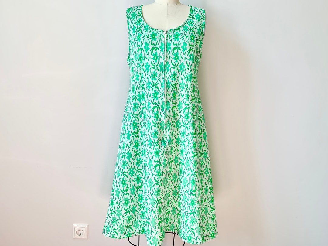 Vintage Plus Size 60s Bright Green Sleeveless Volup Summer Mod A-line ...