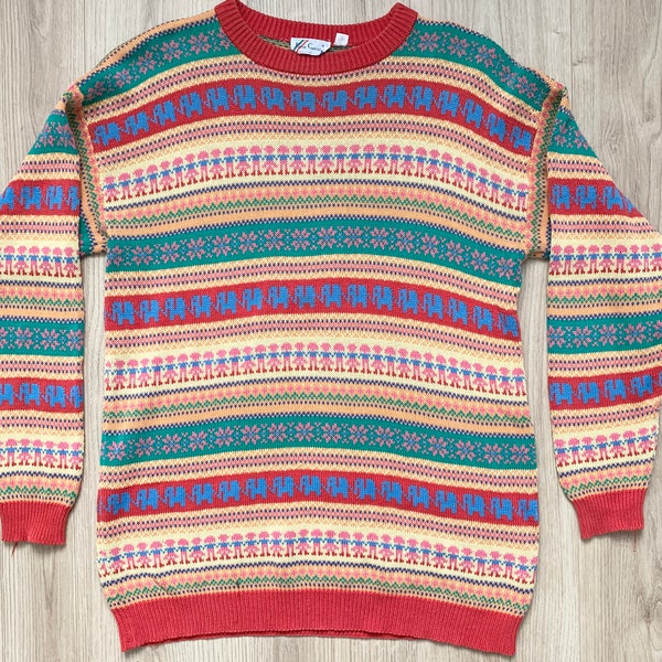 90s Colorful Sweater - Etsy