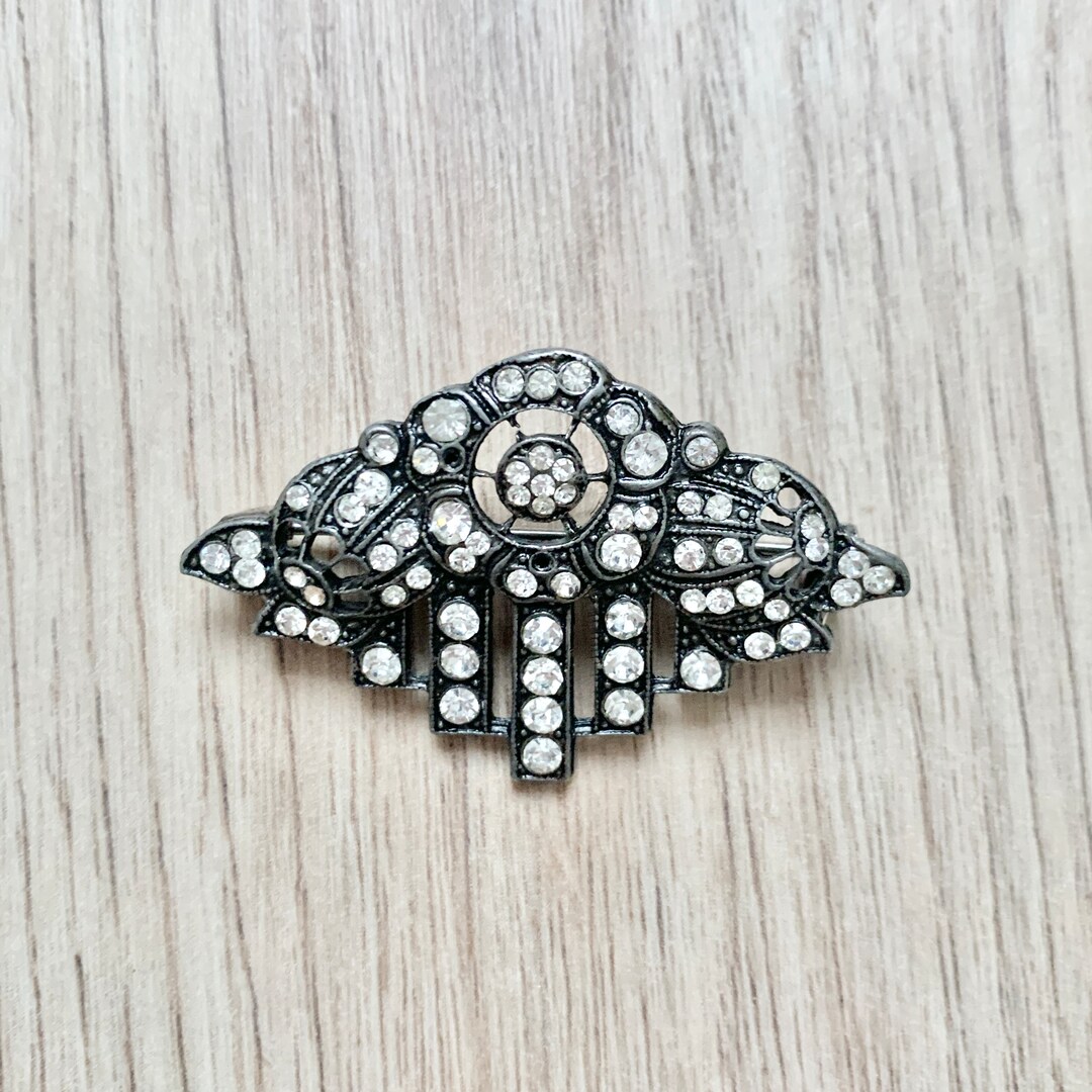 1920s Art Deco Rhinestone Brooch, 1920s Gift, Vintage Sparkly Brooch ...