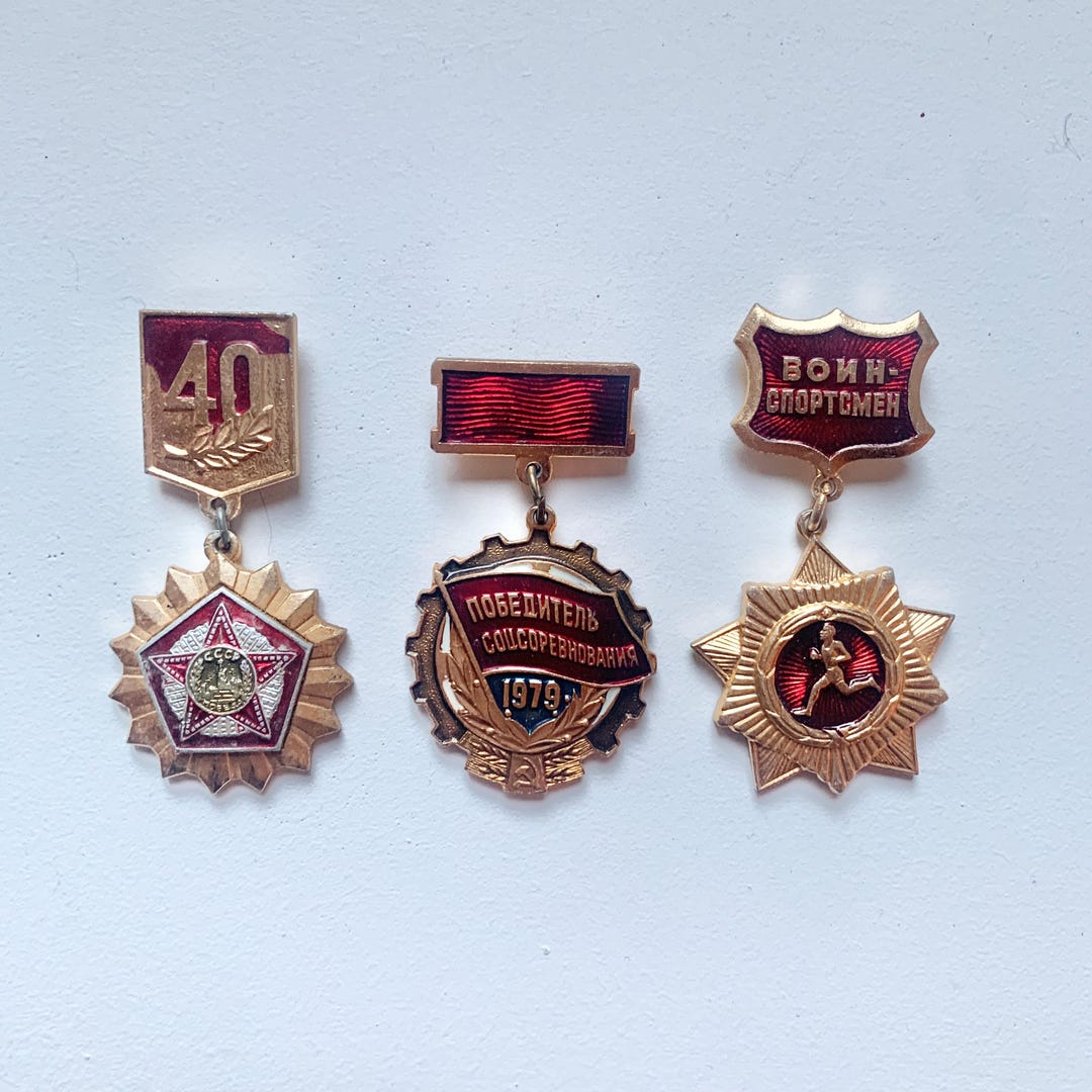 Set of 3 Vintage 1970s Soviet USSR CCCP Original Medals Pins ...