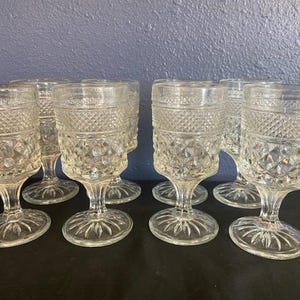 Beautiful & Unique 9-piece Vintage Cut Glass Diamond Pattern Decanter ...