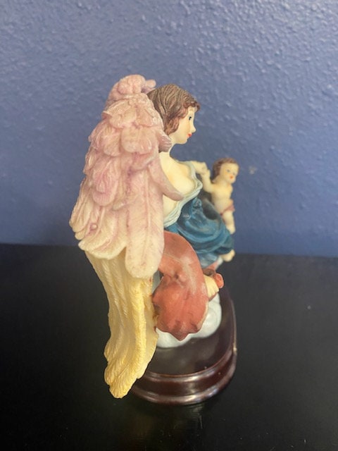 Vintage 1990s Resin Adorable Meerchi Angel on Cloud Holding Cherubs ...
