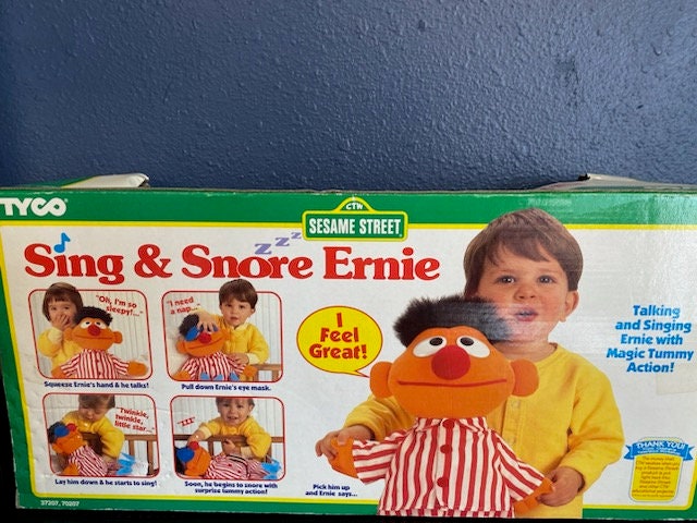 Vintage 1996 Tyco Sesame Street Sleep and Snore Ernie Talking & Singing ...