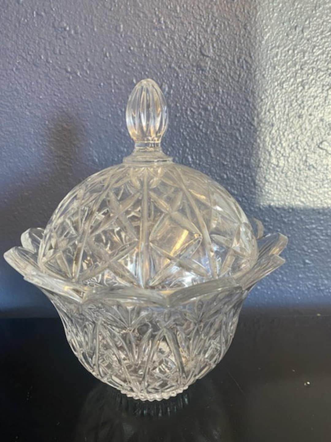 Vintage Etched Crystal Candy Dish With Lid/wedding Gift/peanut - Etsy