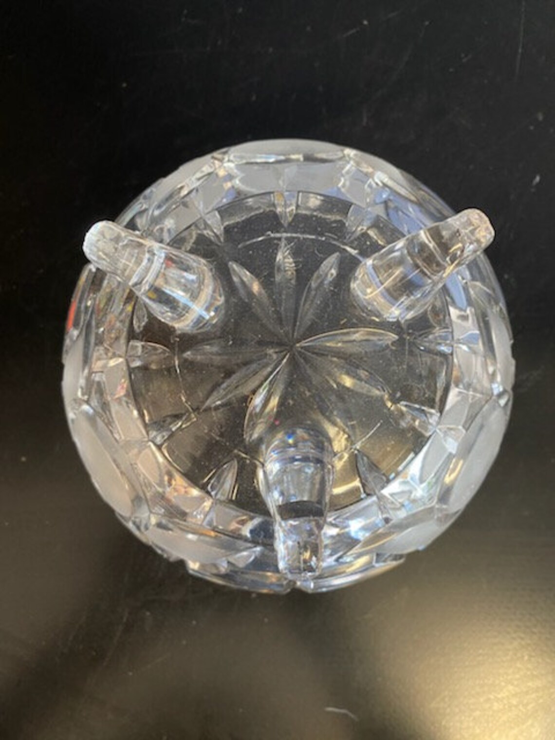 Vintage Lead Crystal Trinket Dish: Frosted Roses, Scalloped Rim - Etsy