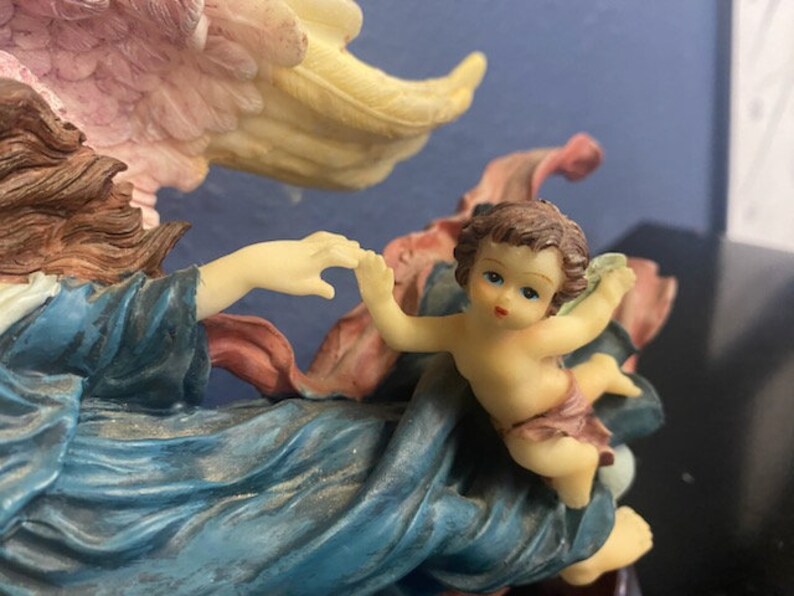 Vintage 1990s Resin Adorable Meerchi Angel on Cloud Holding Cherubs ...