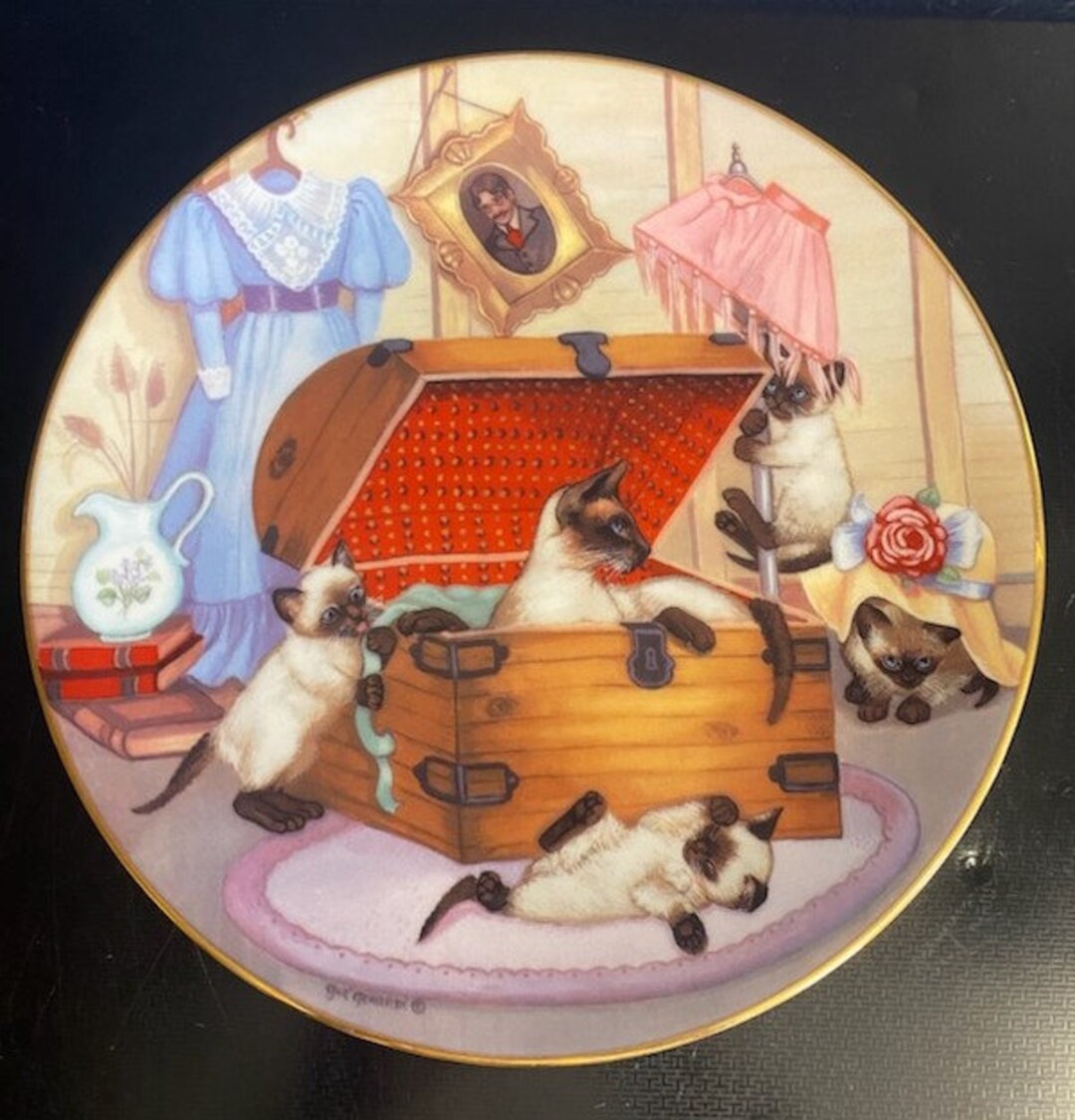 Vintage 1988 the Hamilton Collection-country Kitties-'attic Attack ...