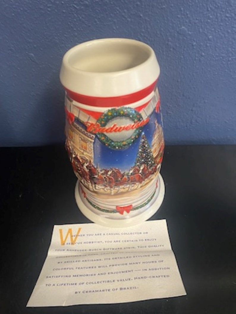 Vintage 2001 Ceramarte Budweiser Holiday Stein "holiday at the Capital ...