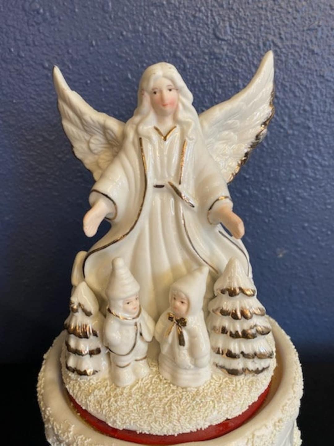 Vintage Ceramic Angel Music Box: 1980s/90s Guardian Figurine - Etsy