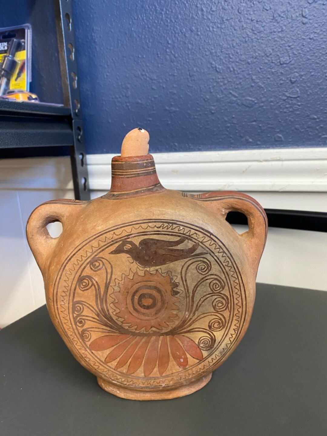 Vintage Clay-hand Painted Snake Charmer Pot W/clay Snake - Etsy