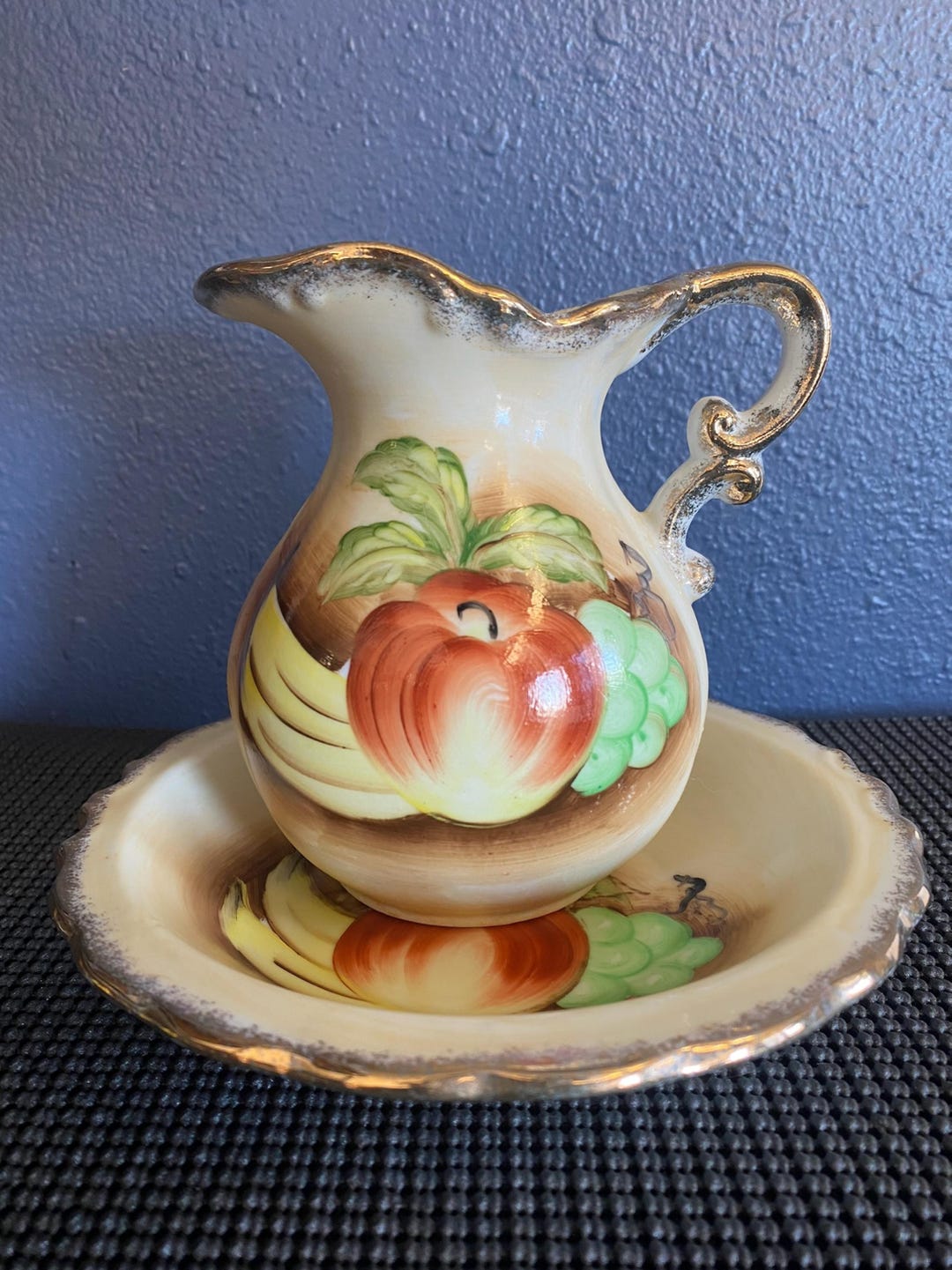 Vintage 1960s Enesco Hand-painted Porcelain Basin Bowl & Pitcher-mid ...