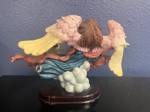 Vintage 1990s Resin Adorable Meerchi Angel on Cloud Holding Cherubs ...