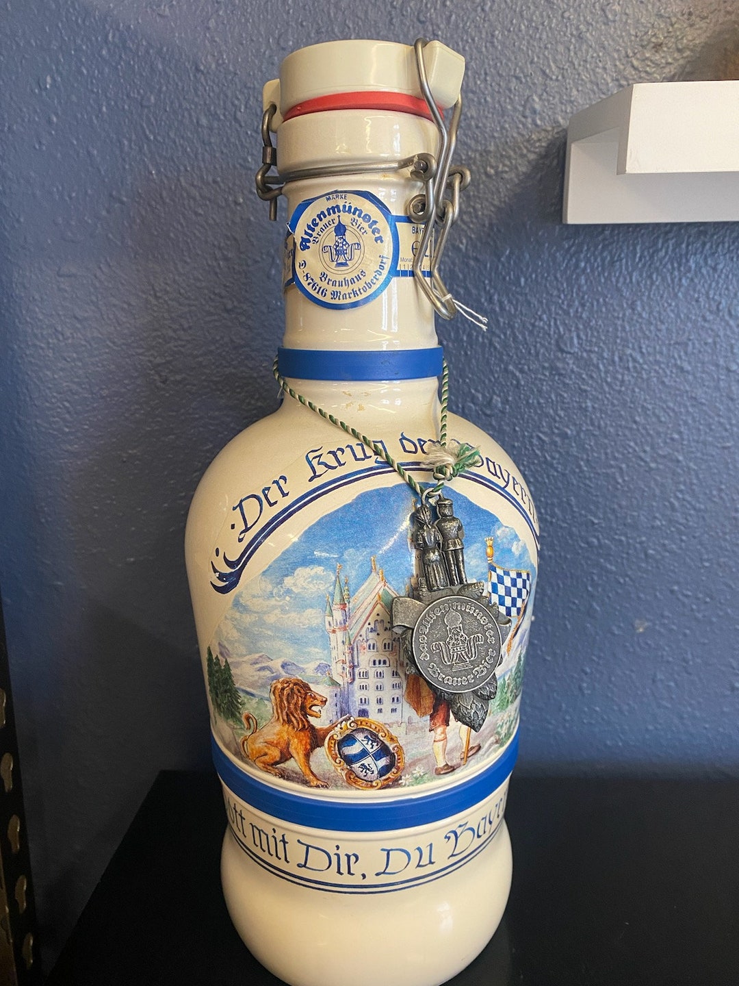 Vintage 1960s-german- Der Krug Bayern Large Glass Decanter-empty-bonus ...