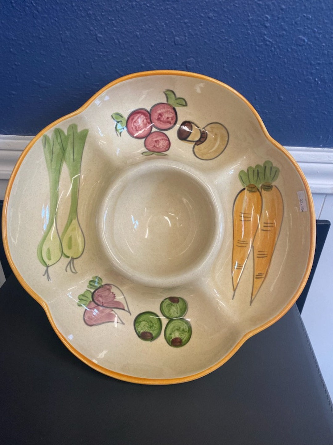 Vintage Designcraft 70's Pottery Chips/dip or Veggie Tray - Divided ...