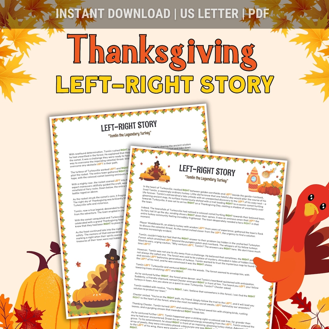 Thanksgiving Left Right Game, Thanksgiving Games Printable ...