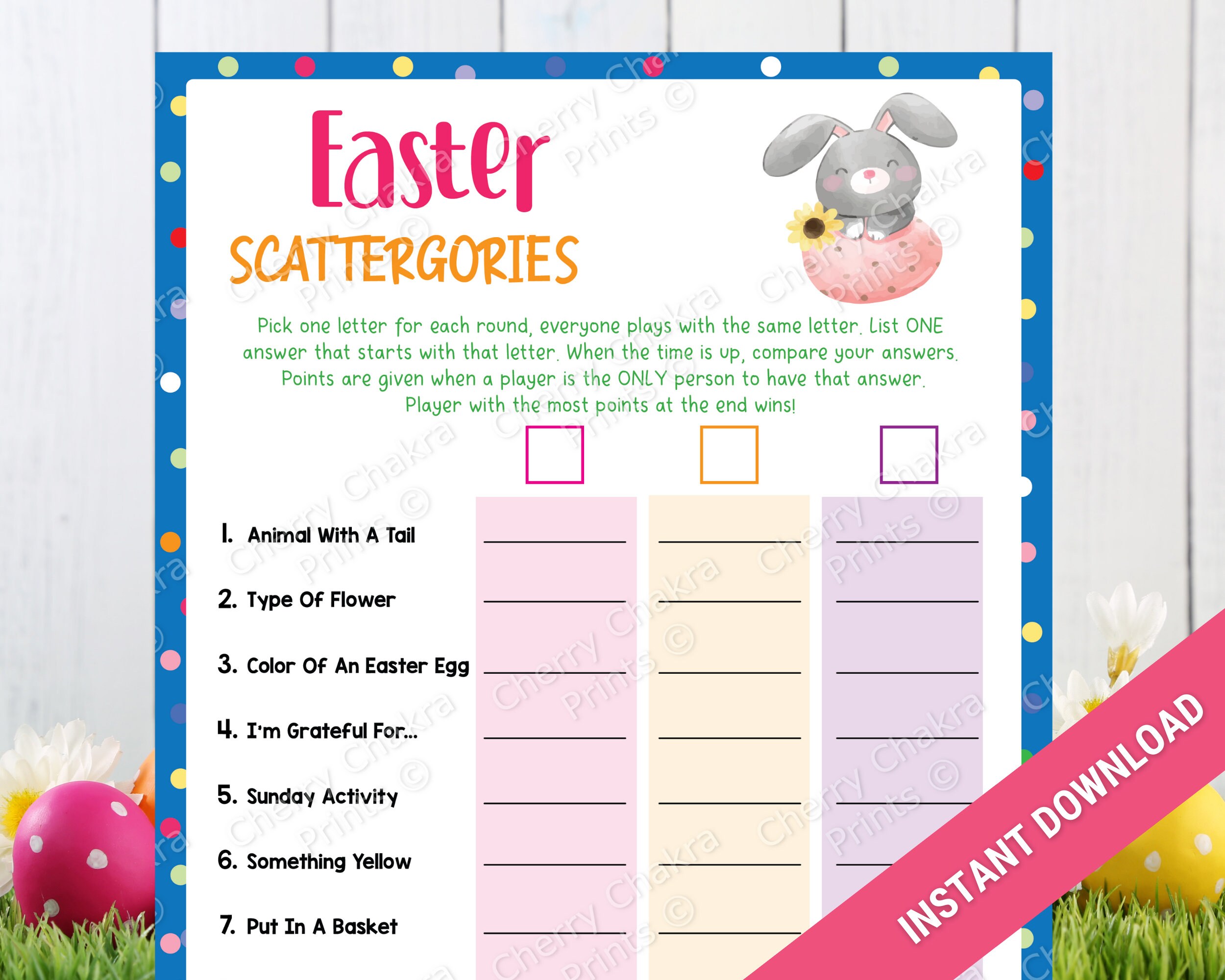 Easter Scattergories Game Printable Easter Games Easter - Etsy