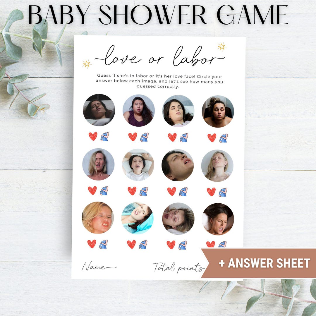 Funny Baby Shower Love or Labor Game | Fun Minimalist Baby Shower Game ...