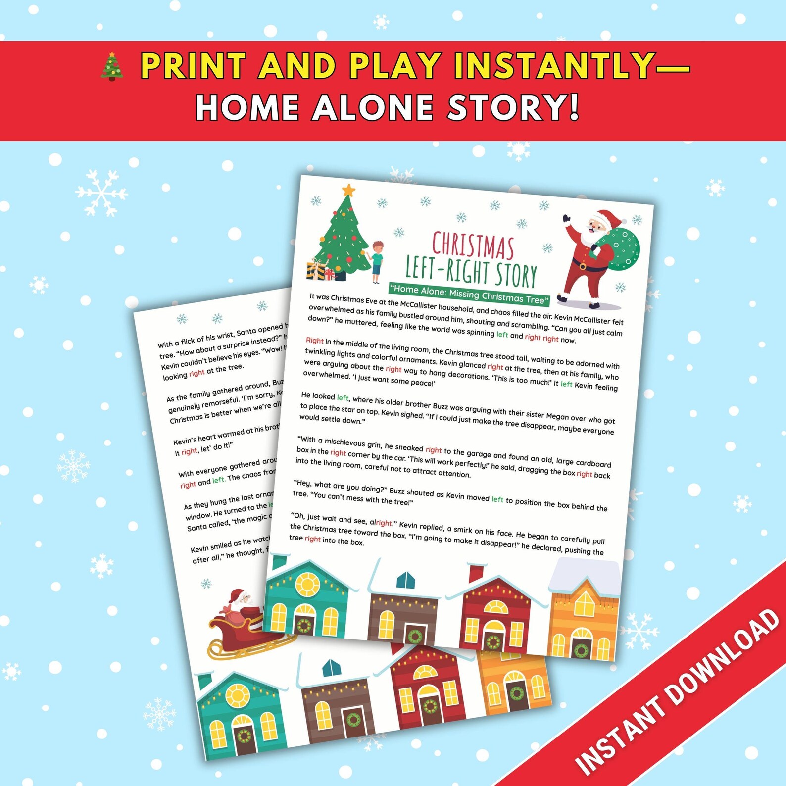 Christmas Left Right Story Game, Printable Christmas Party Game ...