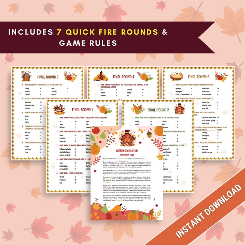 Fun Thanksgiving Family Friendly Feud Game, Thanksgiving Party Family ...