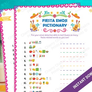 Fiesta Emoji Pictionary Party Game | Mexican Party Games | Fun Cinco De ...