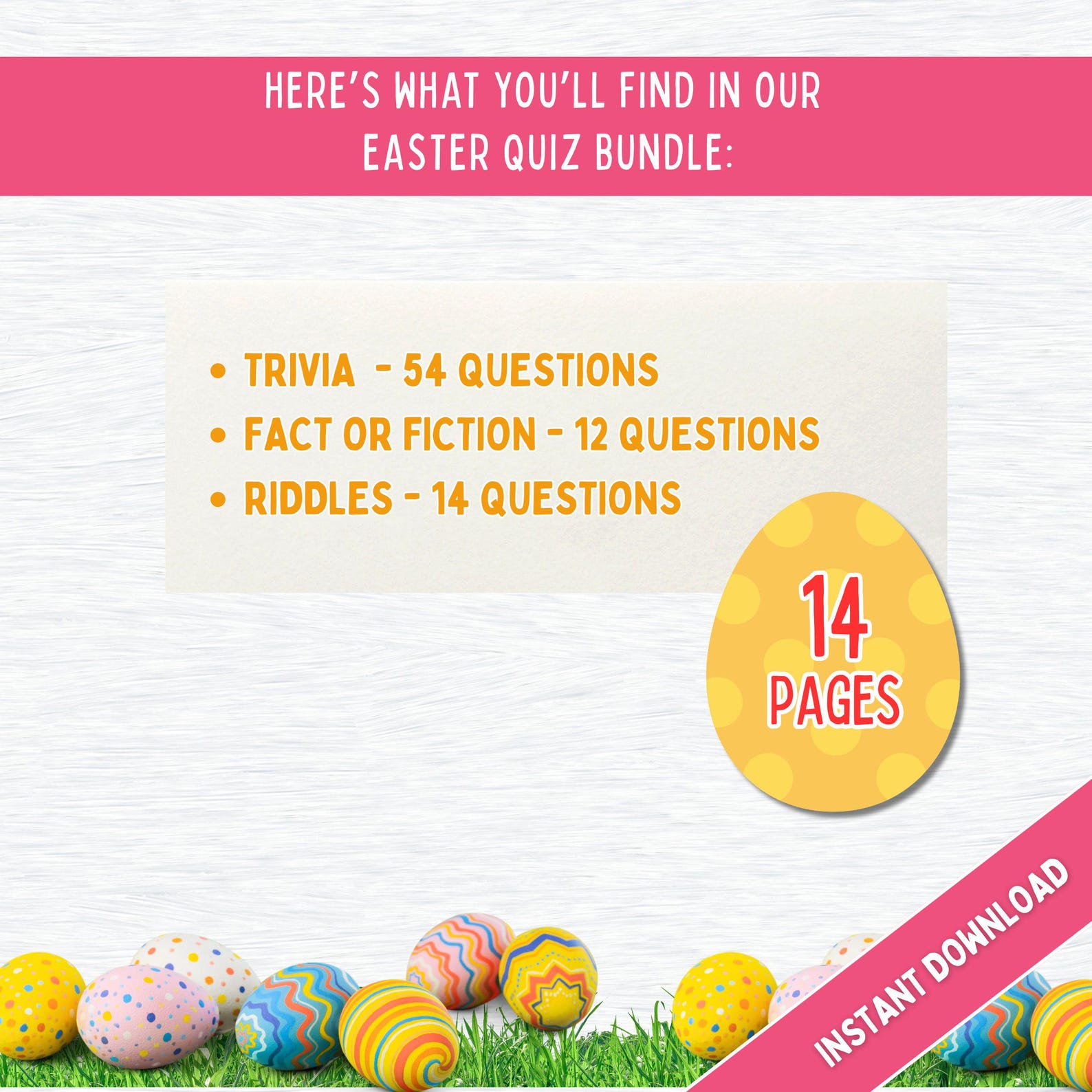 Easter Trivia Quiz Game Bundle, Printable Easter Games, Easter Activity ...
