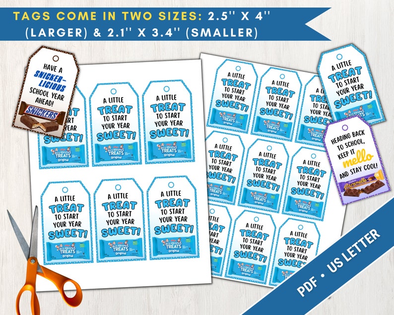 Back to School Candy Gift Tags, First Day of School Gift Tags for ...