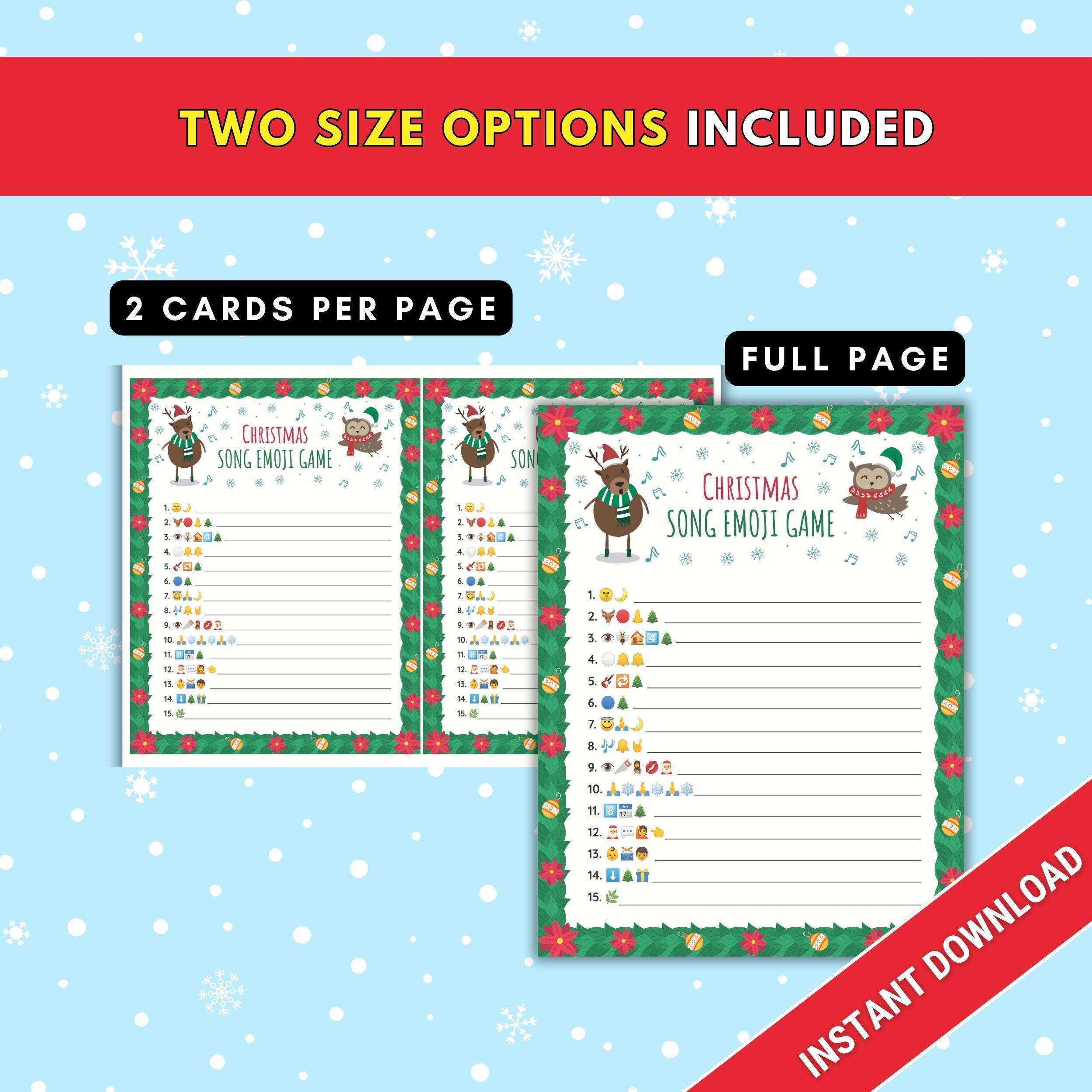 Christmas Song Emoji Pictionary Party Game, Christmas Song Trivia Game ...