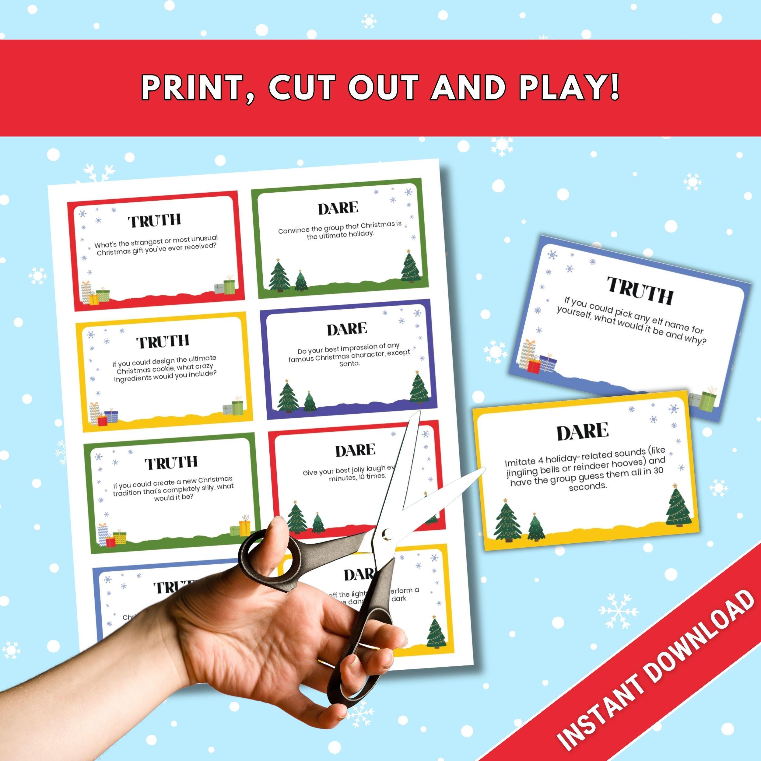 Christmas Truth or Dare Game, Printable Christmas Games, Fun Holiday ...