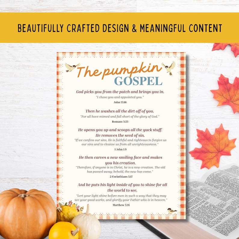 Pumpkin Gospel Printable & Pumpkin Prayer for Kids, Fall Christian ...