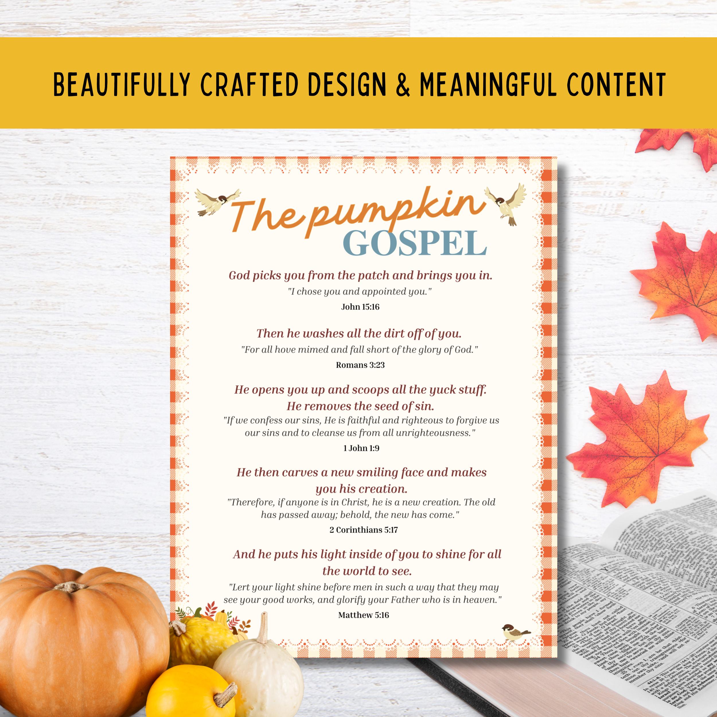 Pumpkin Gospel Printable & Pumpkin Prayer for Kids, Fall Christian ...