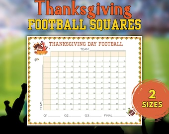 Football Squares Game, Thanksgiving Day Game Football Squares, Bowl ...