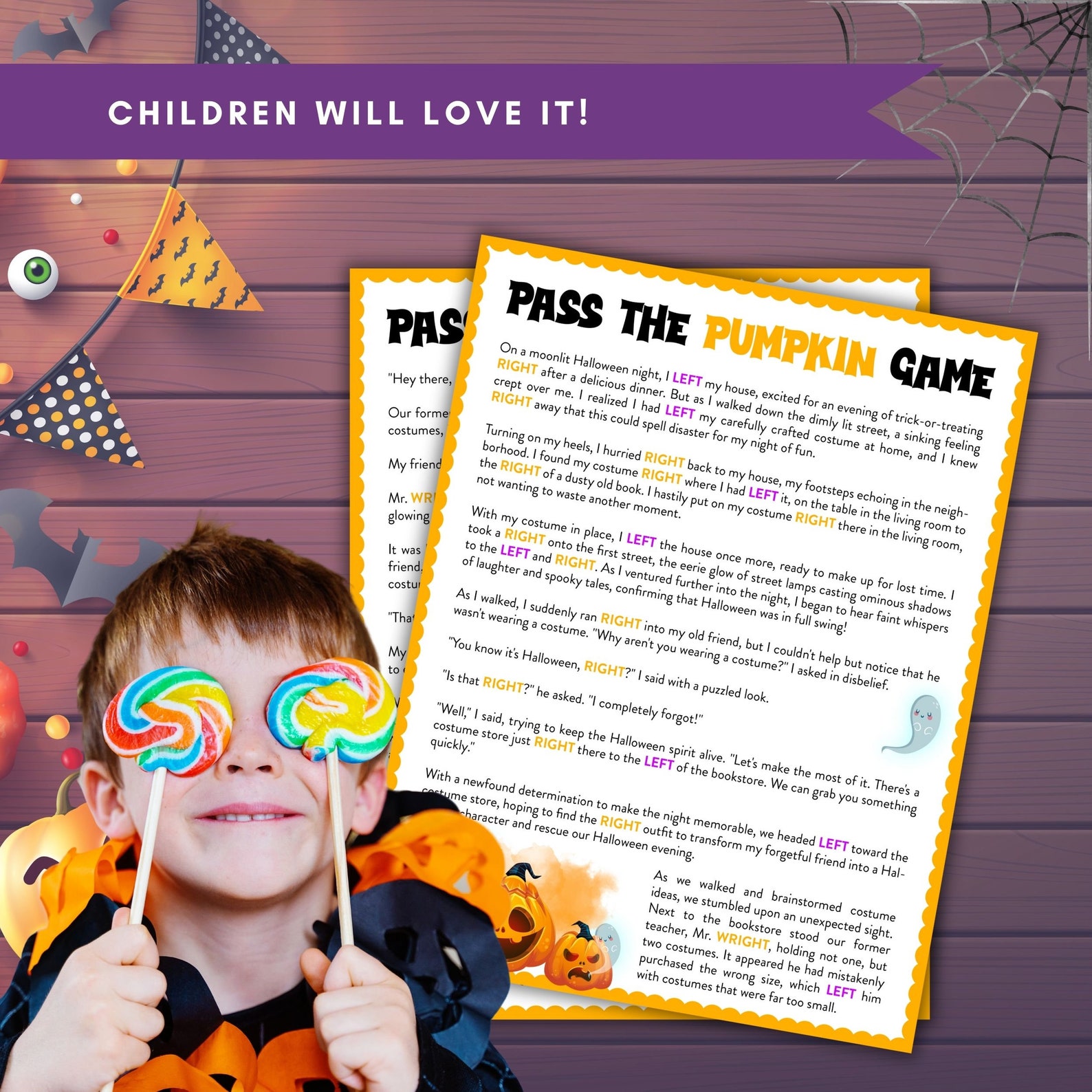 Halloween Party Pass the Pumpkin Game, Halloween Left Right Game ...