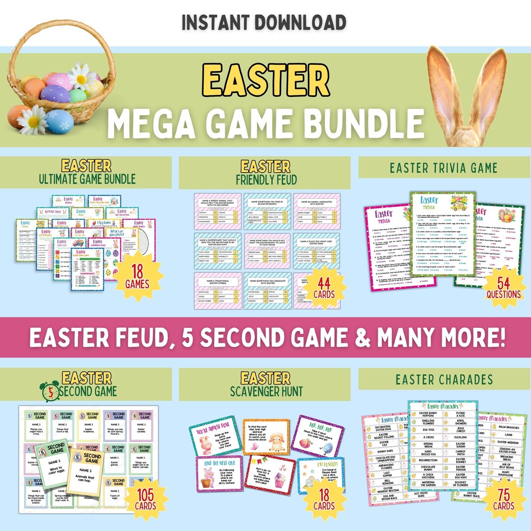 MEGA Easter Game Bundle, Printable Easter Games for Kids and Adults ...
