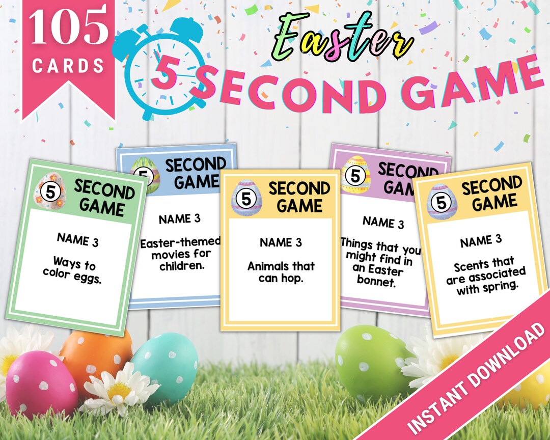 Printable Easter 5 Second Game | Easter Family Fun Quick Trivia Party ...
