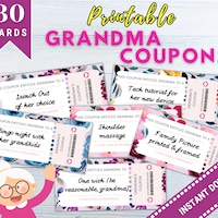 Grandparents Day Printable Coupon Book, Mothers Day Gift for Grandma ...