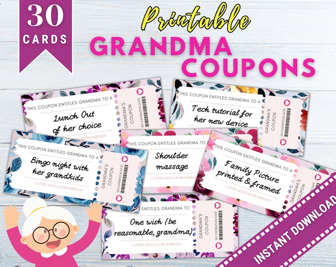 Printable Coupon Book for Grandma, Mother's Day Gift From Grandchildren ...