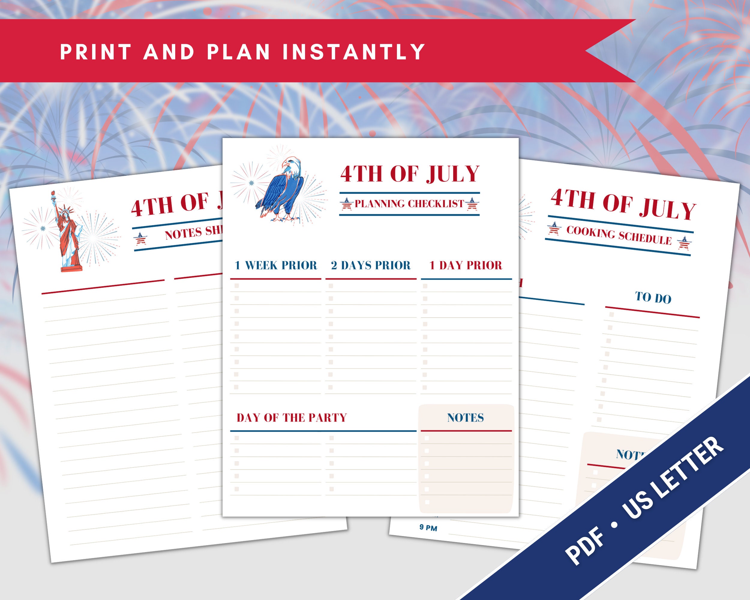 Printable 4th of July Part Planner, Fourth of July Patriotic Party ...