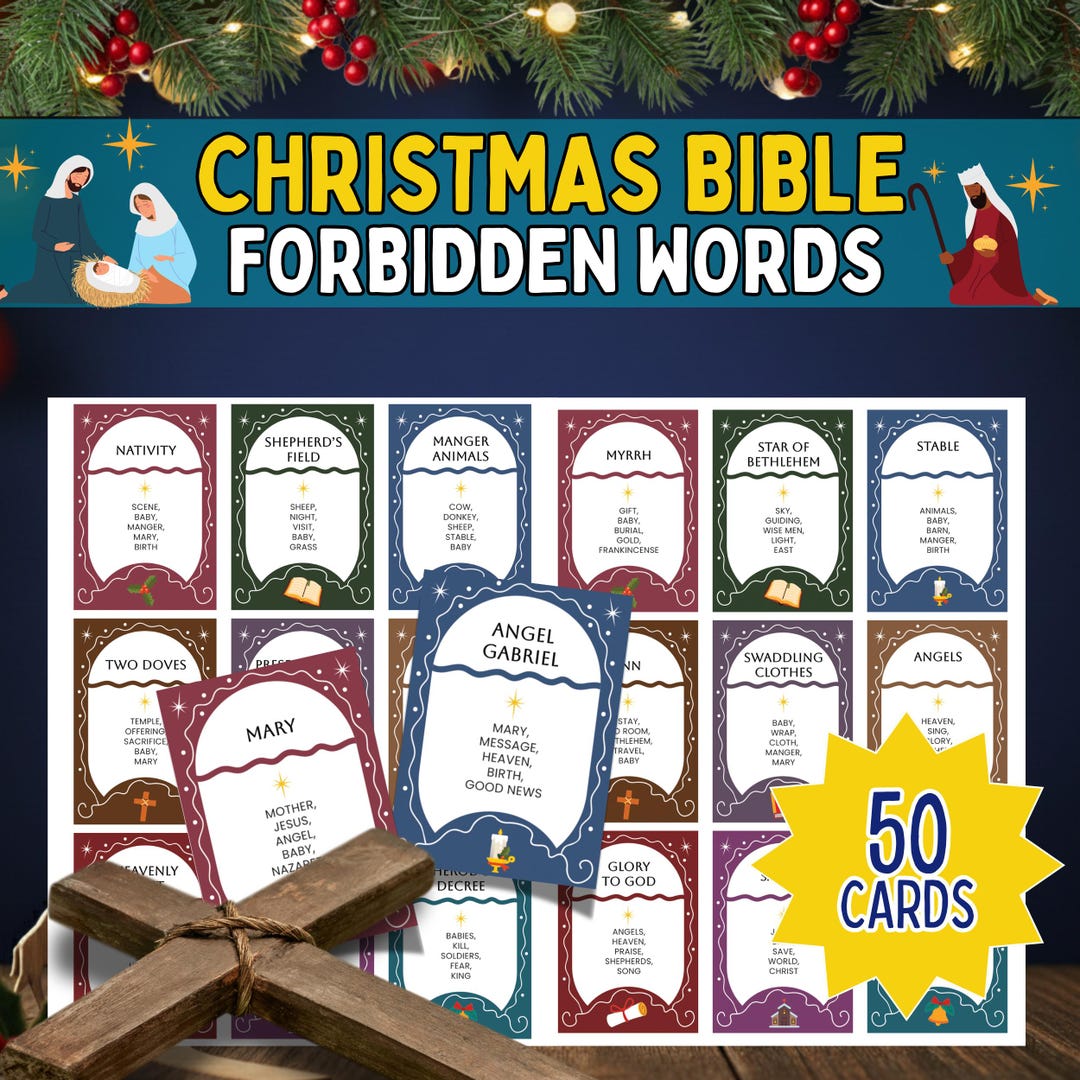 Christmas Bible Forbidden Words Guessing Game, Fun Printable Christian ...