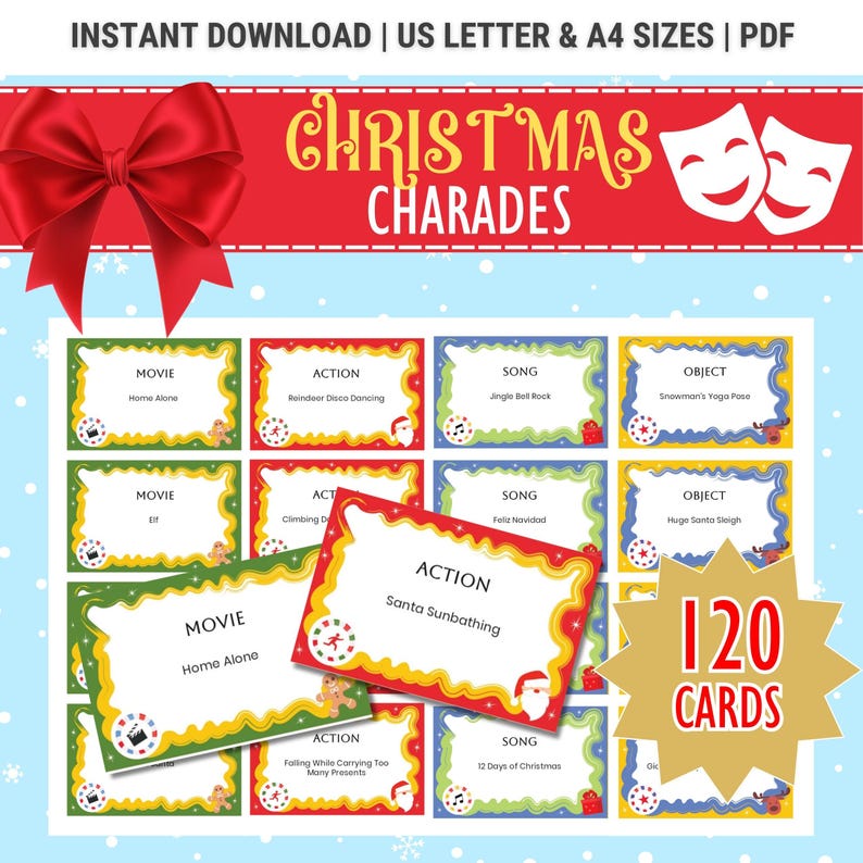 Christmas Charades, Christmas Family Game, Christmas Pictionary ...