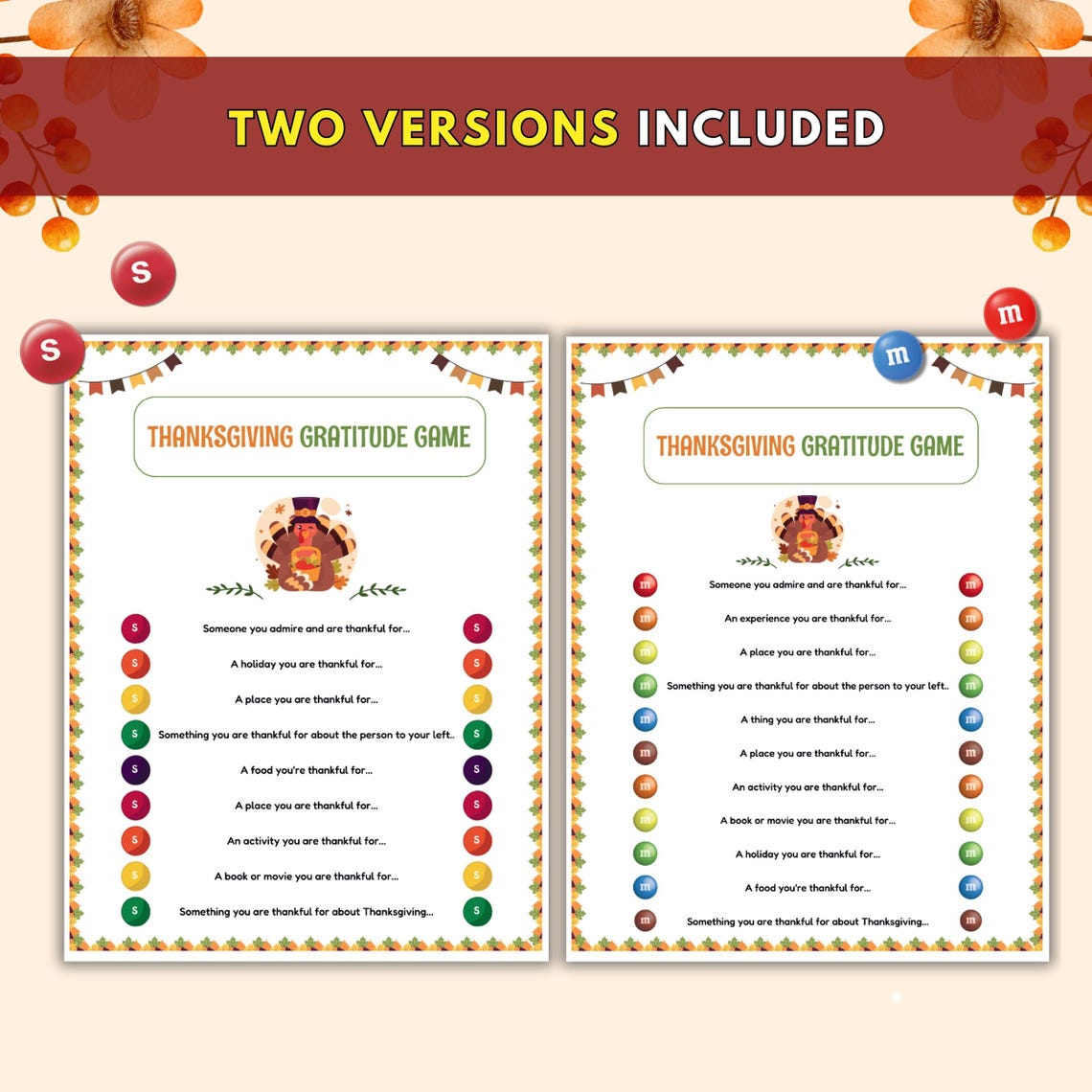 Thanksgiving Candy Dice Game, Thanksgiving Printable Game for Kids ...