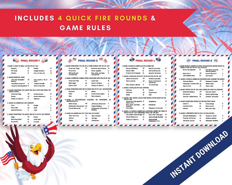 4th of July Friendly Family Feud Game, the Hilarious Party Game of ...