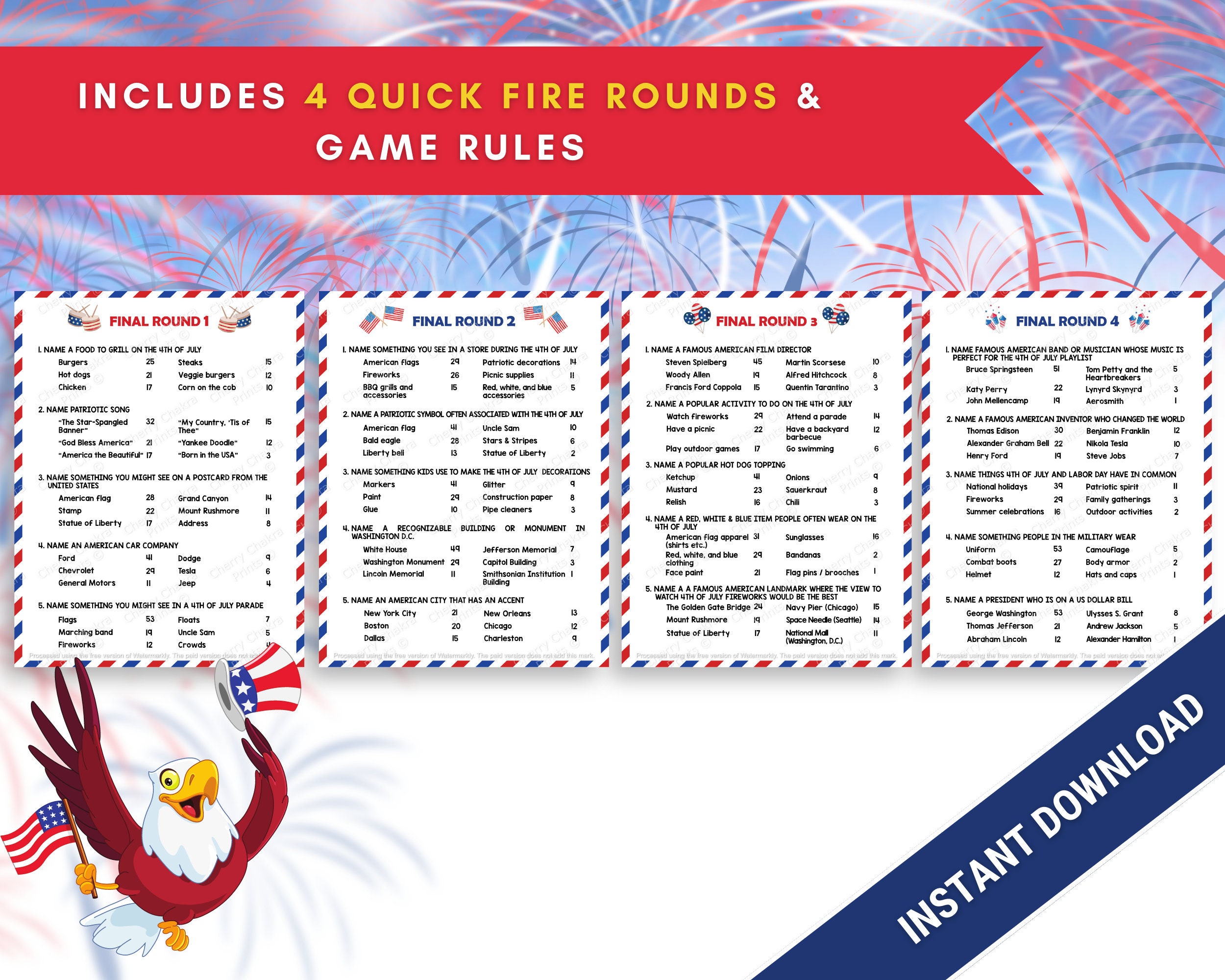 4th of July Friendly Family Feud Game, the Hilarious Party Game of ...