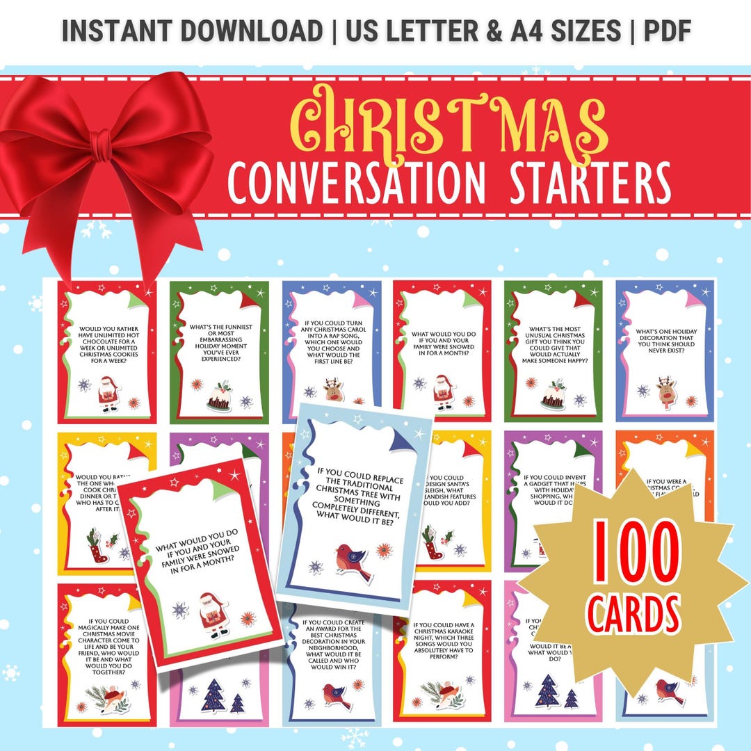 Christmas Conversation Cards, Family Friendly Conversation Starter ...