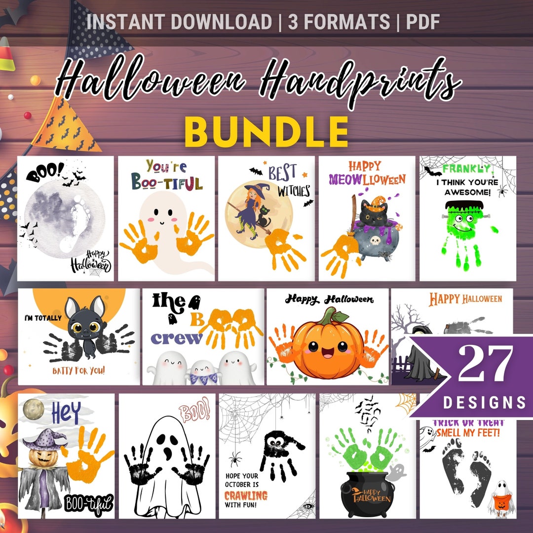 Halloween Footprint Handprint Art Craft Bundle, Fun Halloween ...