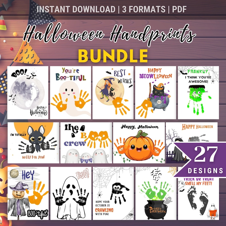 Halloween Footprint Handprint Art Craft Bundle, Fun Halloween ...