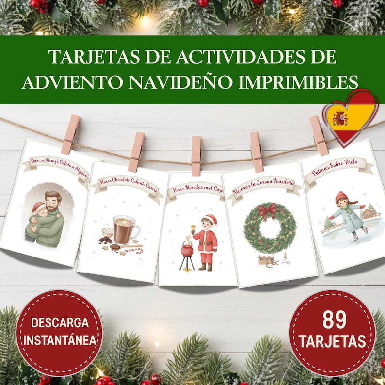 Tarjetas De Actividades Imprimibles Para Calendario De Adviento, Lista ...